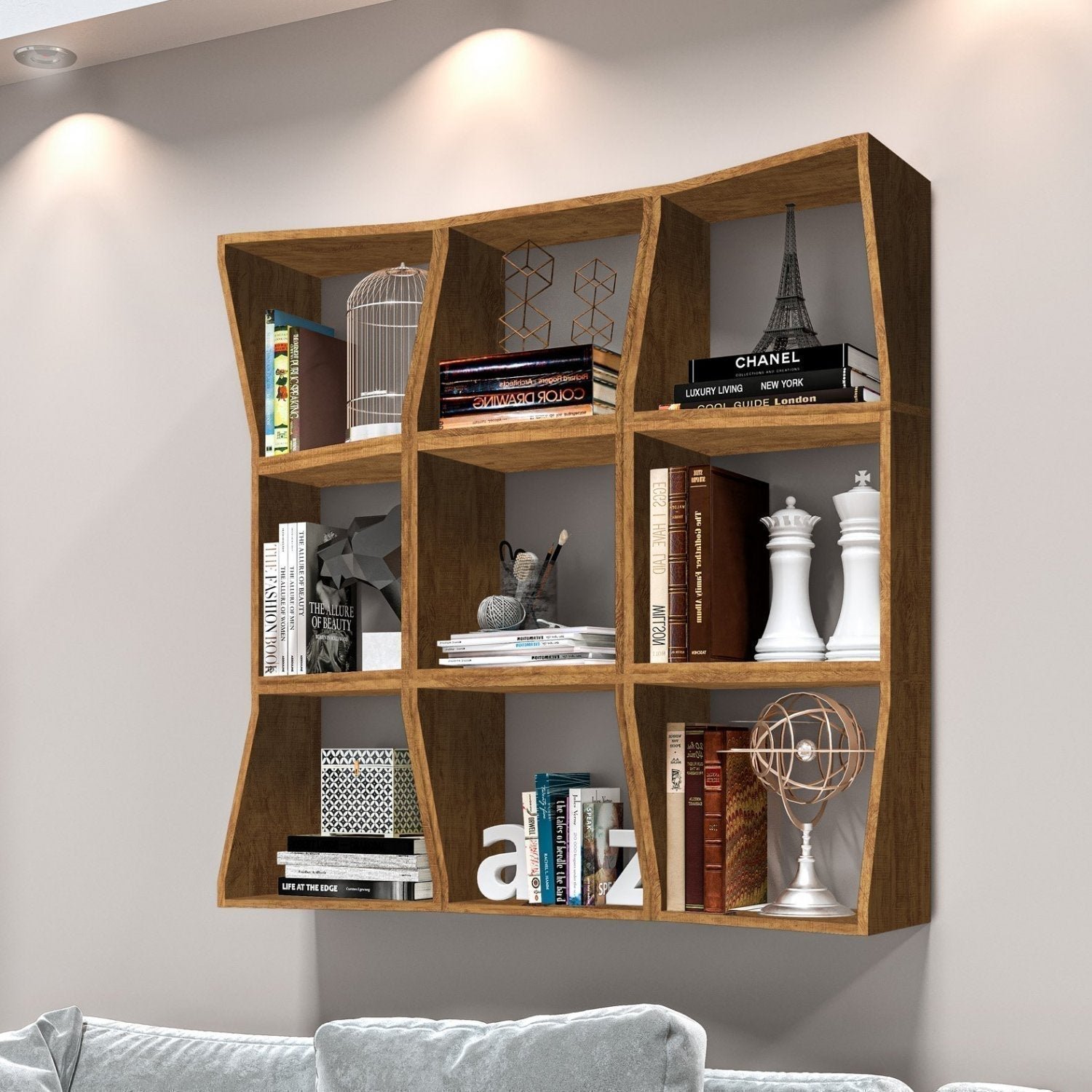 Estante de Parede Suspensa 9 Nichos Flow Yescasa | MadeiraMadeira