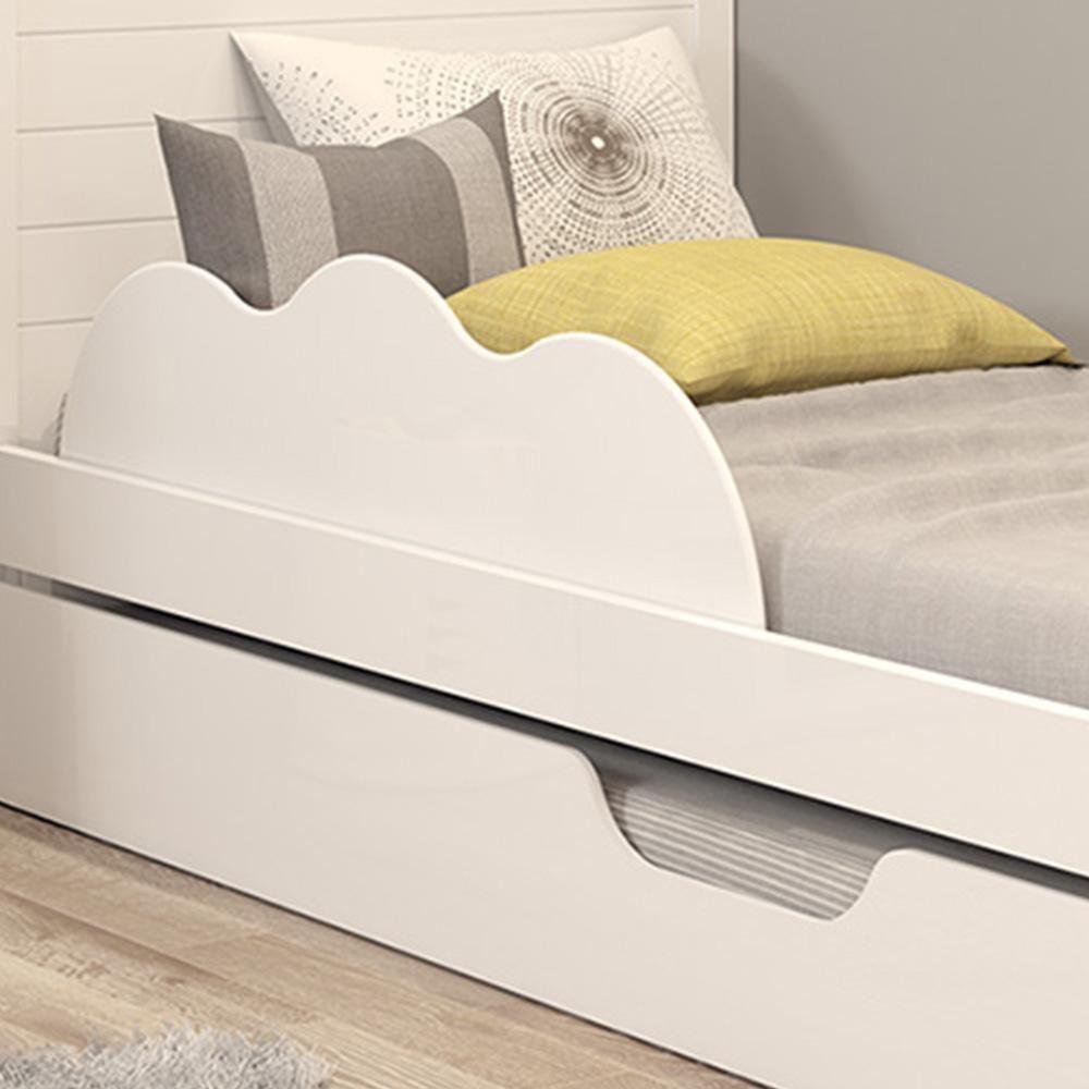 Cama Bibox Solteiro Protetor Lateral 100% Mdf Elza Cimol Branco Branco ...