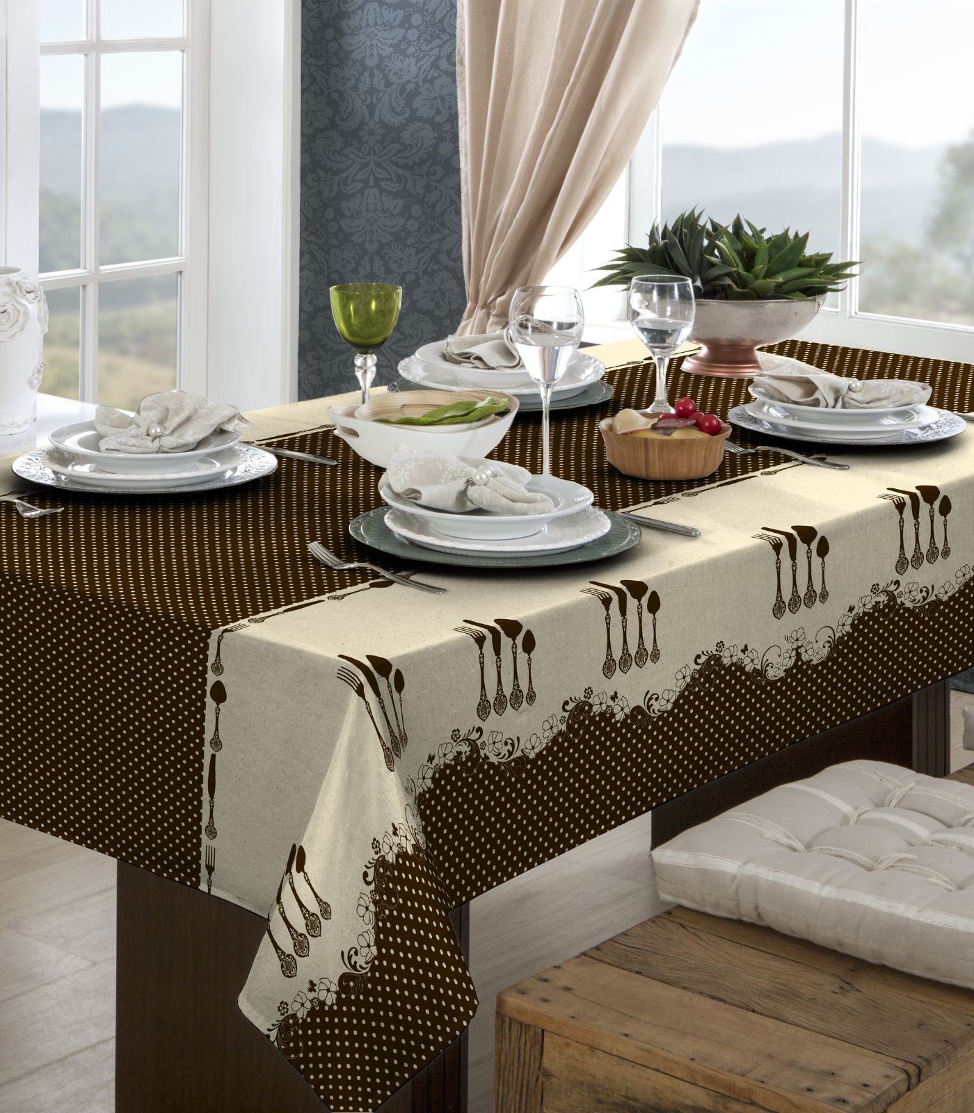 Toalha De Mesa Bella Mesa 1.40m x 2.90m Raner Marrom UN | MadeiraMadeira