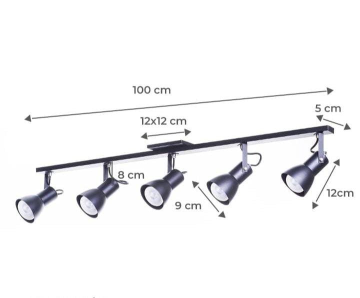 Trilho Spot Direcionável com 5 Spot's Par 20 M2 Preto | MadeiraMadeira