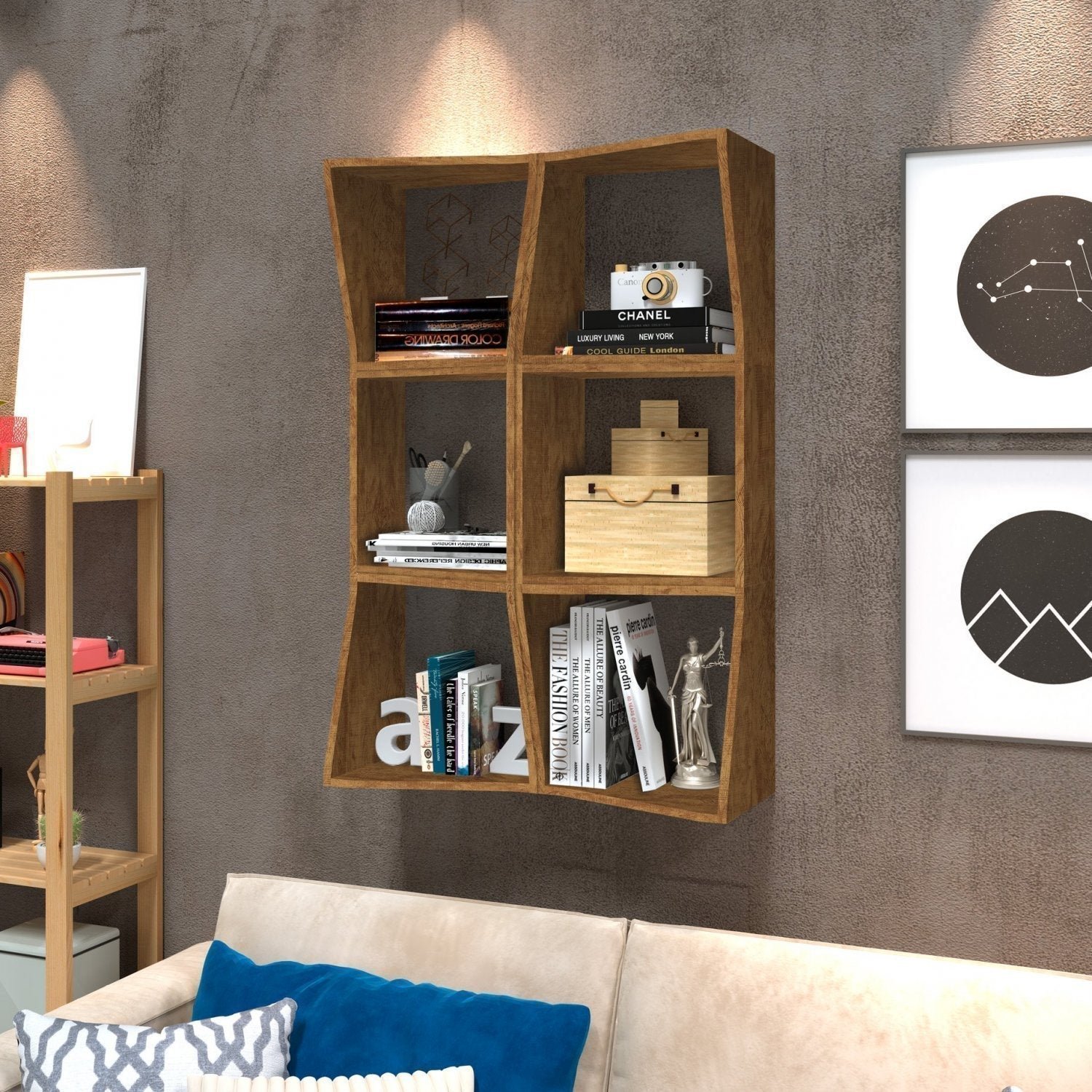 Estante de Parede Suspensa 6 Nichos Flow Yescasa | MadeiraMadeira