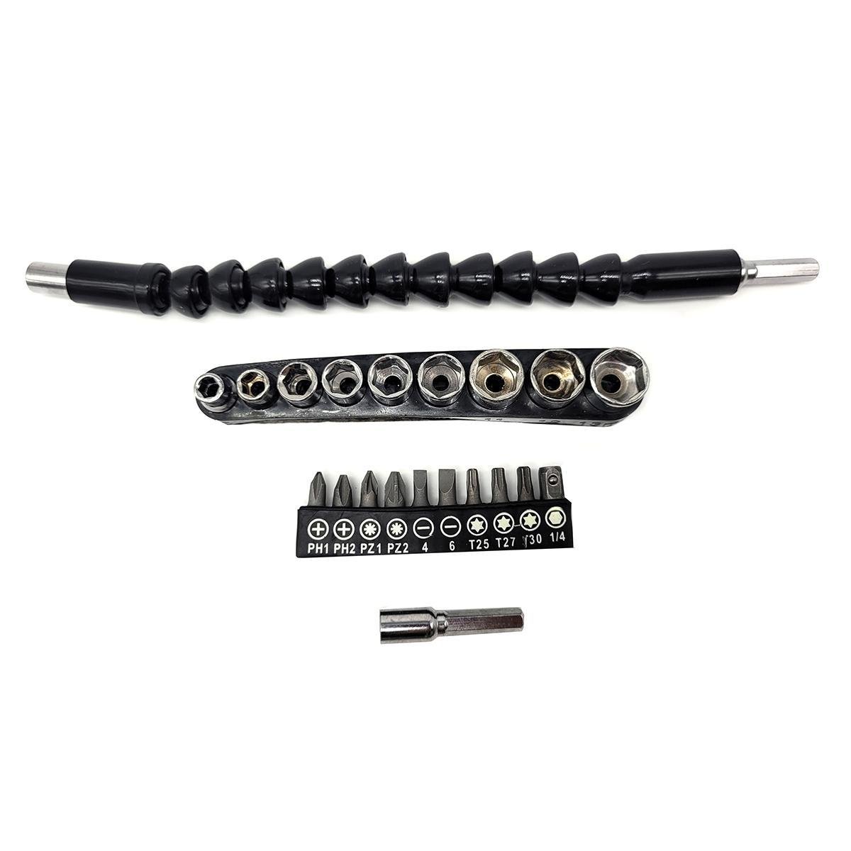 Kit Eixo Extensor Flexível Chicote Universal Soquete Bits | MadeiraMadeira