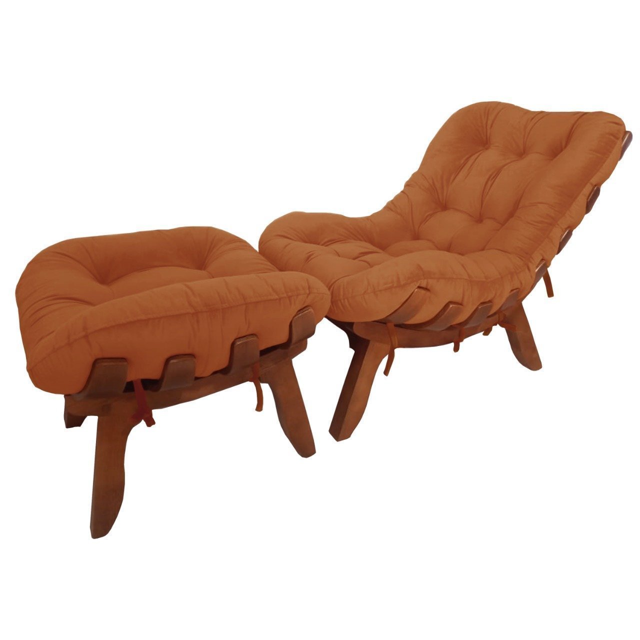 Kit Poltrona Costela com Puff Luxo Decoração Sala Veludo Terracota ...