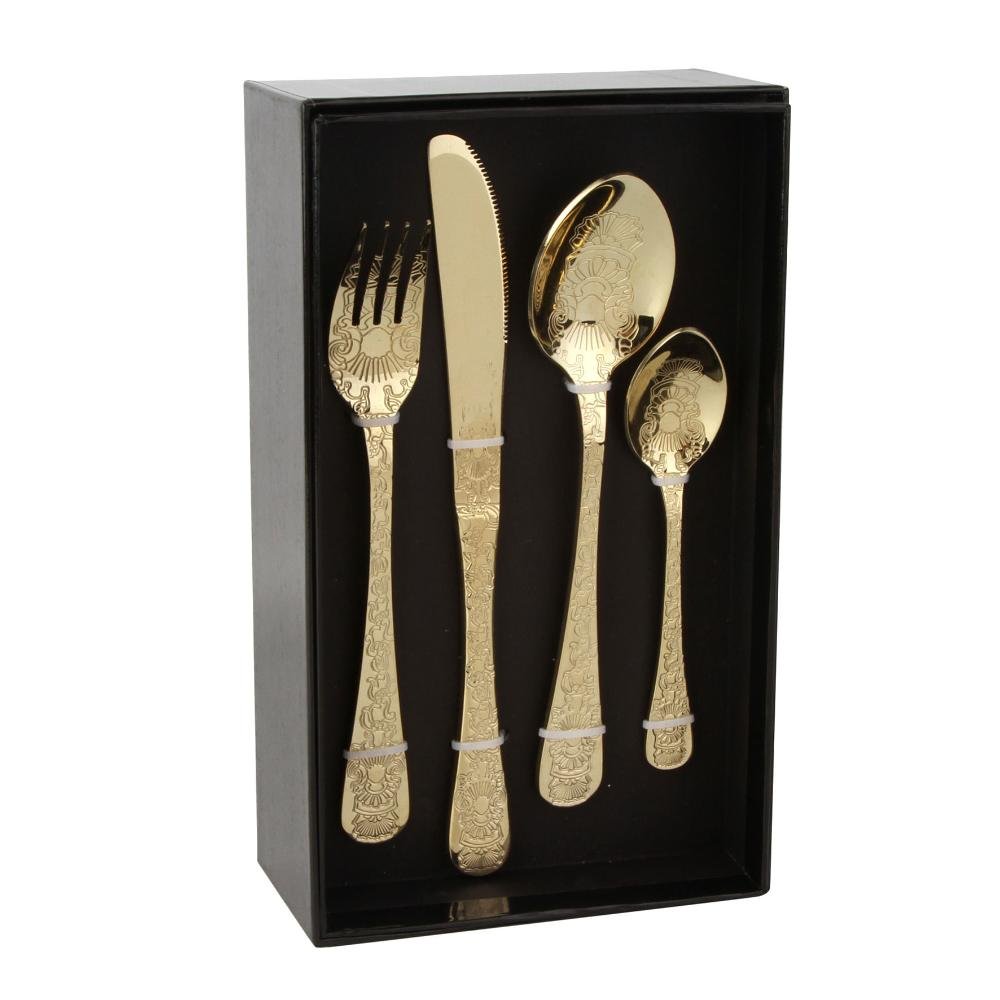 Faqueiro Classic Dourado Inox 16 Peças - A\CASA | MadeiraMadeira