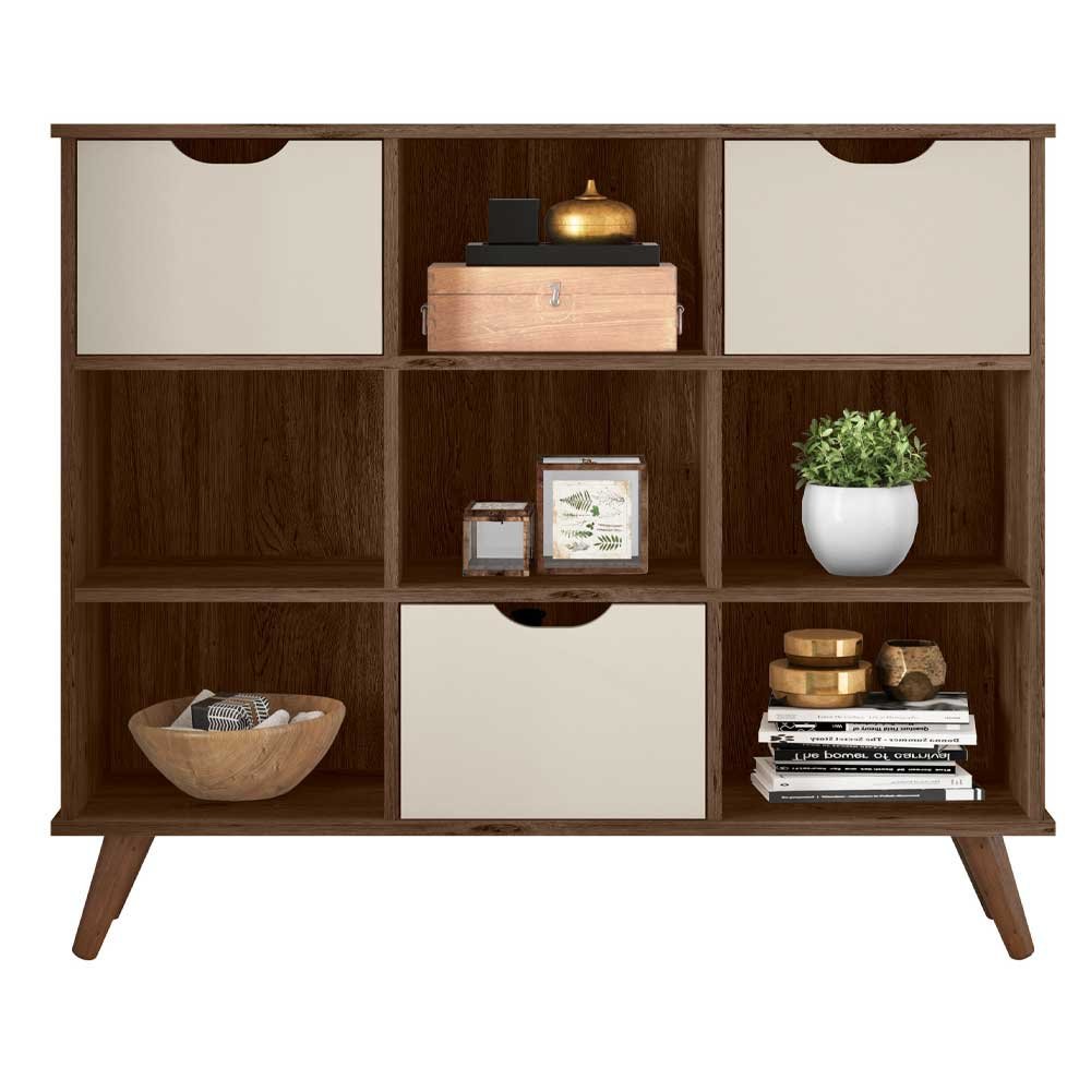 Nicho Organizador Retrô 1478 Ébano Rústico TOQ 3 Gavetas 1479 Off White ...