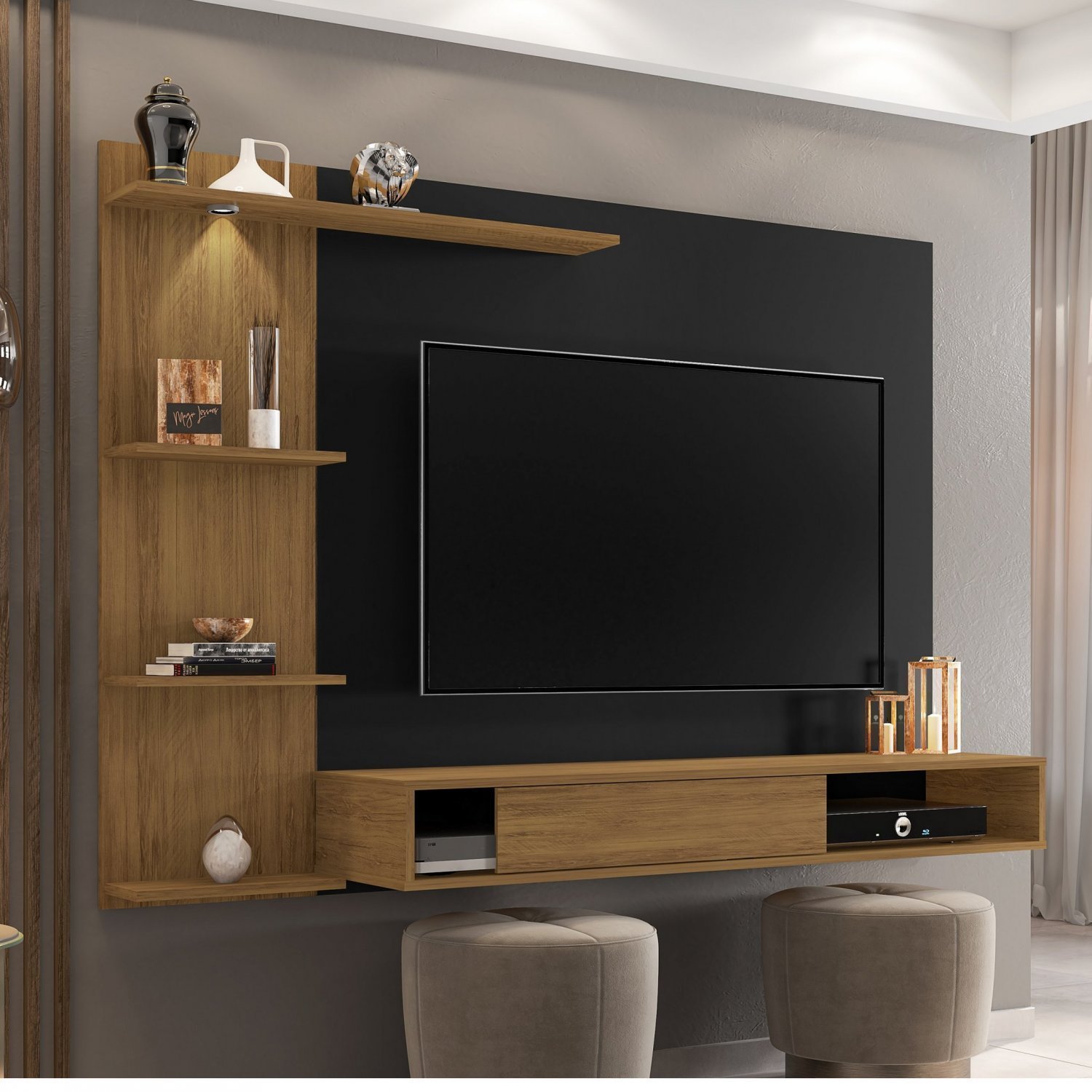 Painel com LED para TV até 55 Polegadas São Francisco Móveis Leão ...