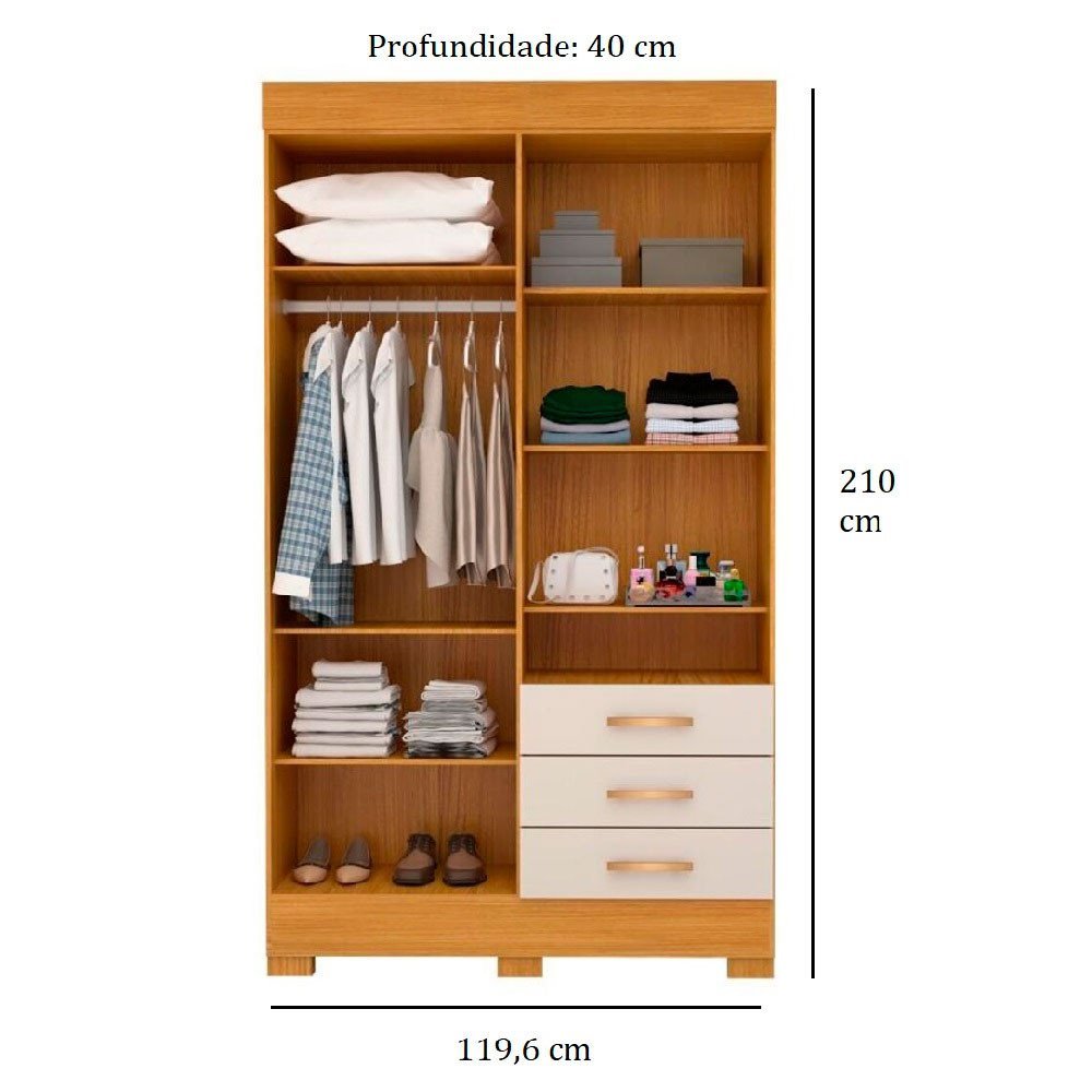 Roupeiro Solteiro Débora 4 Portas 3 Gavetas com Espelho Acp Móveis ...