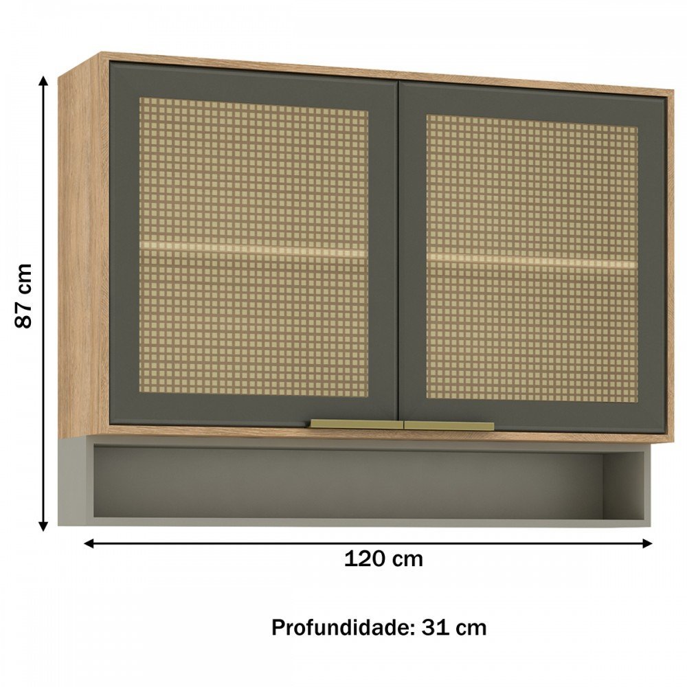 Armário Aéreo Cozinha 2 Portas Carvalho/Champagne Ar750 - Fellicci ...