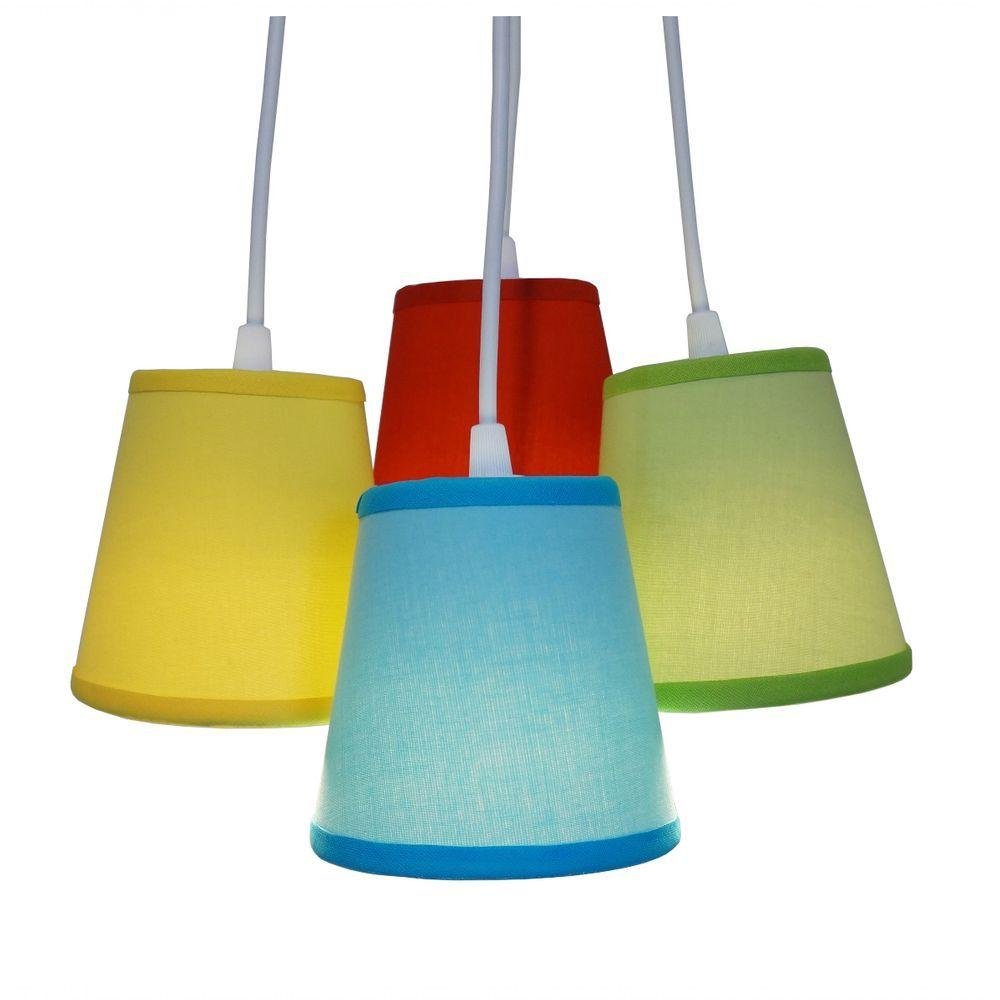 Lustre Pendente Luminária Cacho 4 Cúpulas Coloridas Bivolt | MadeiraMadeira