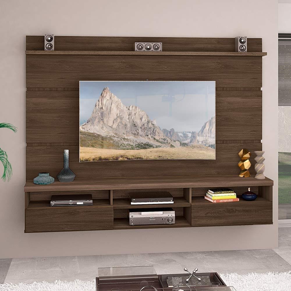 Painel de TV 72 Polegadas com Nichos Cappuccino Germai | MadeiraMadeira