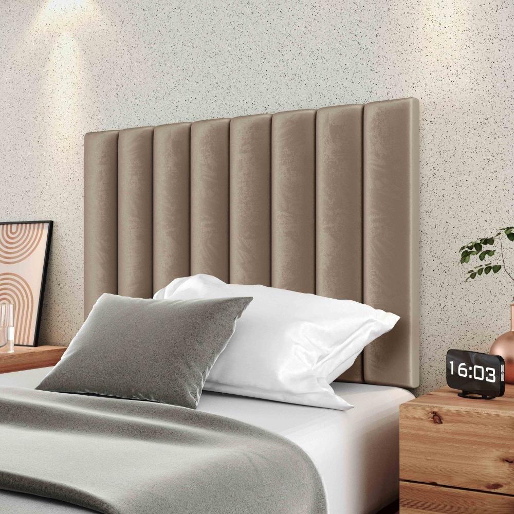 Kit Cabeceira Sophia Bege Cama Solteiro e Mesinha Quarto Criado Gaveta ...