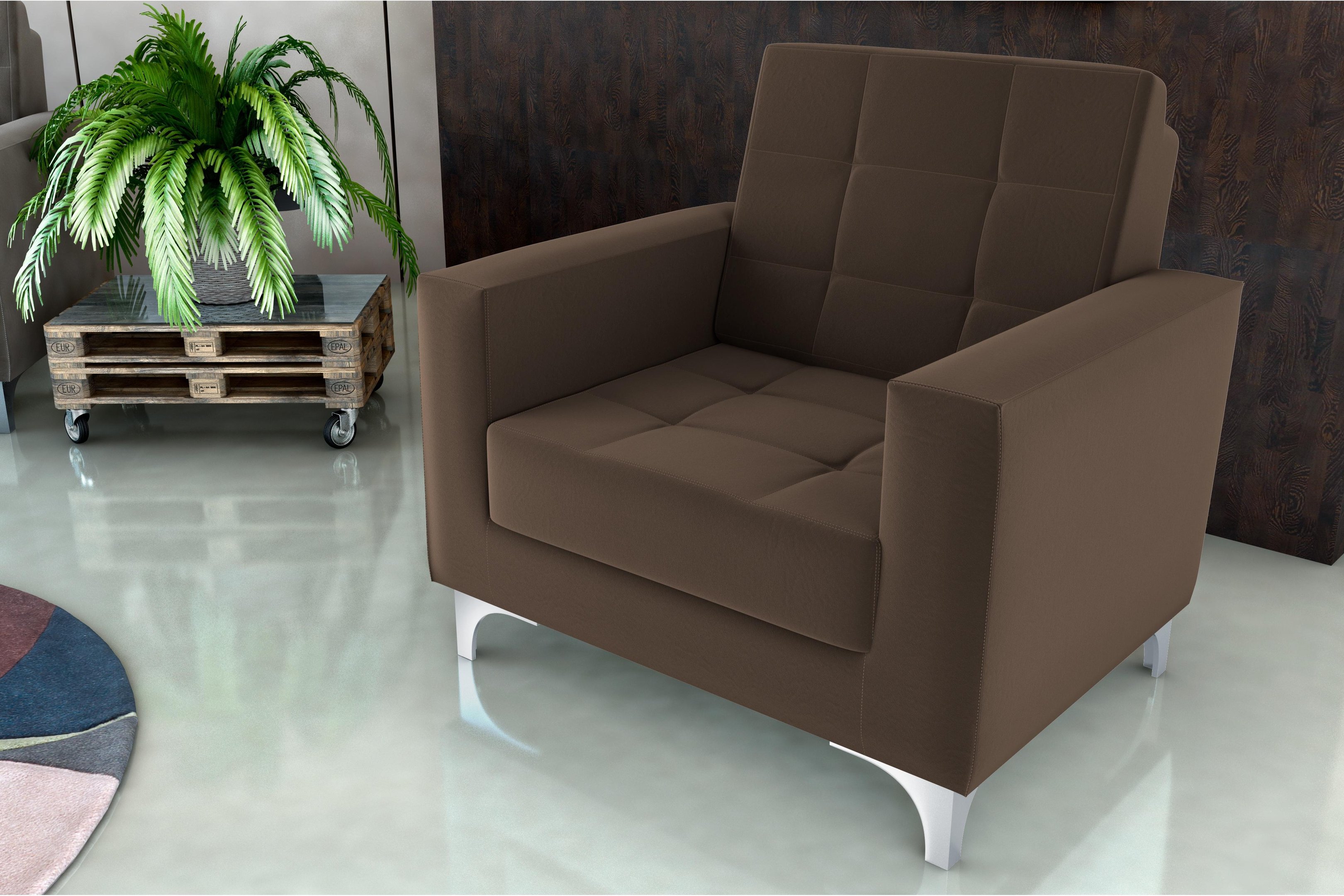 Poltrona Decorativa Thaina Veludo Marrom E426 - Matrix | MadeiraMadeira