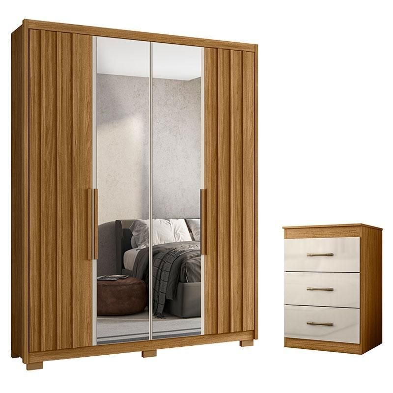 Guarda Roupa Solteiro Califórnia e Cômoda Vitória Freijó Off White com ...