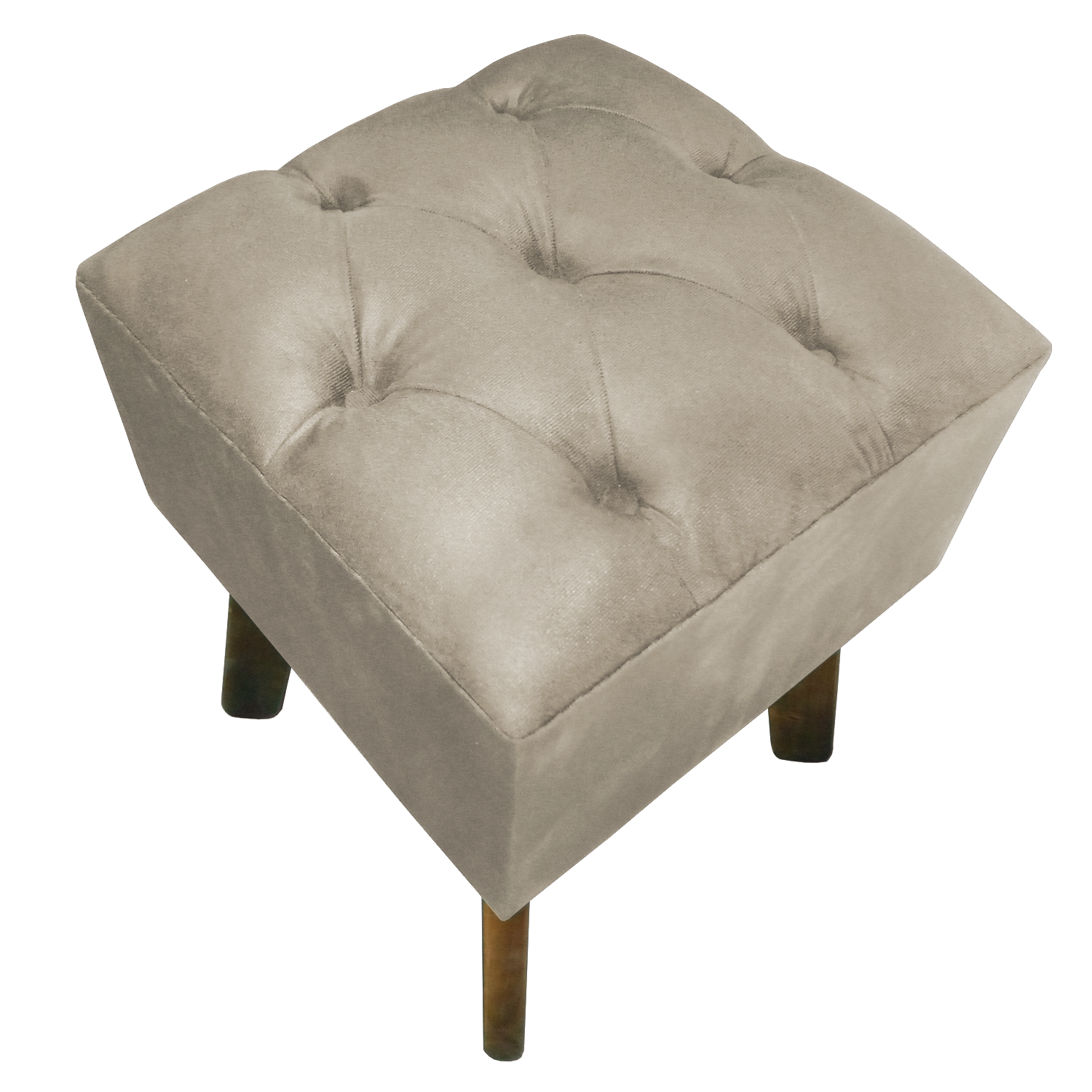 Puff Quadrado Bege Capitonê | MadeiraMadeira