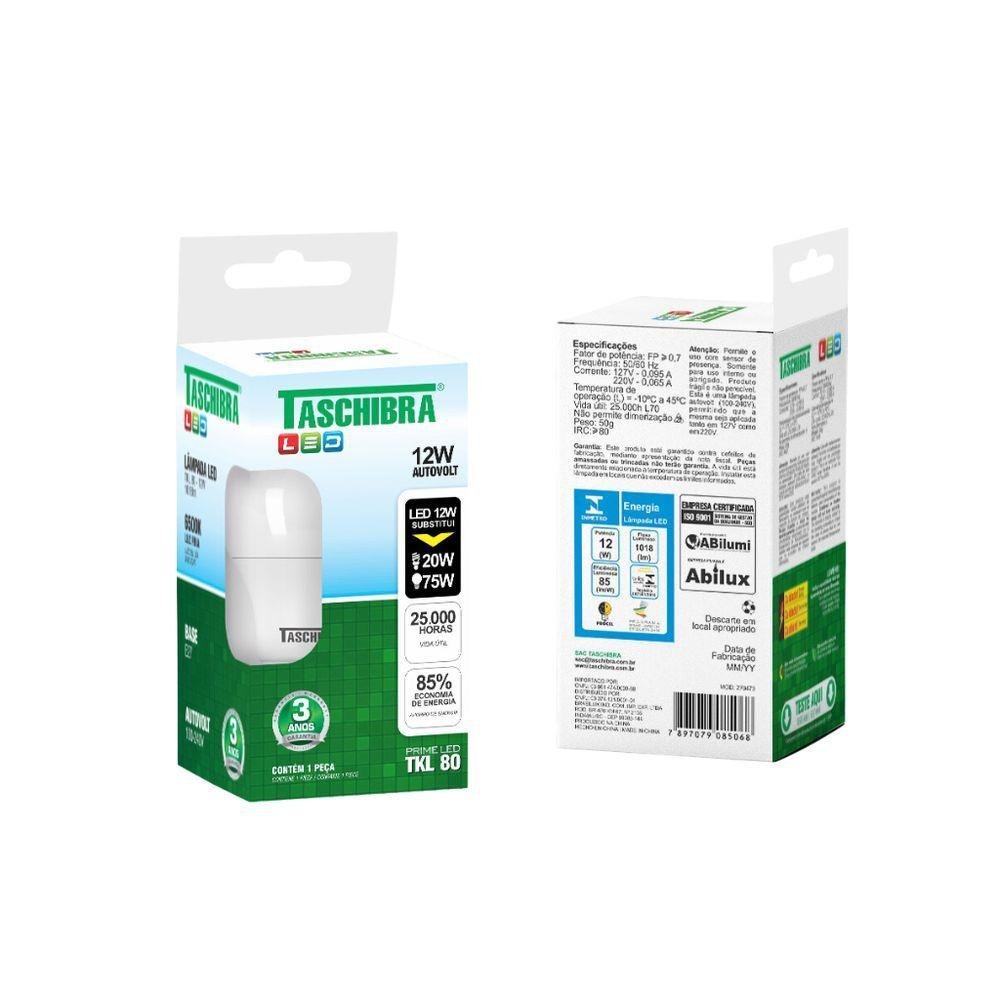 10 Lâmpadas Led Tkl 80 12w - Taschibra 6500k (branca) | MadeiraMadeira