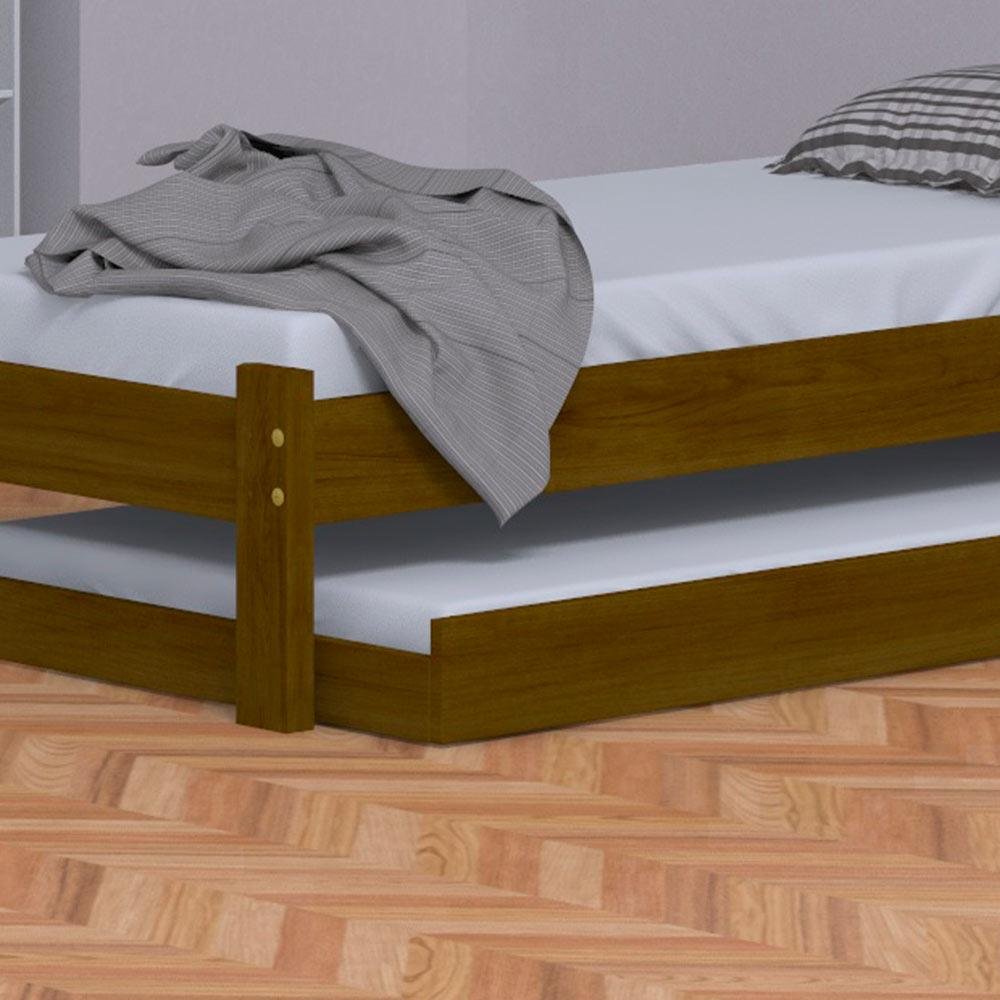 Cama Turca Em Madeira Maciça Com Auxiliar Solteiro Imbuia Nemargi ...