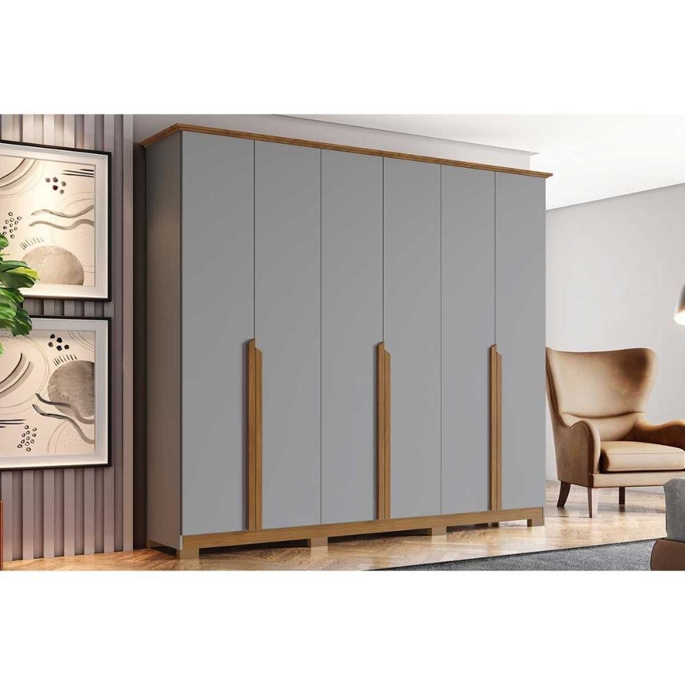 Guarda Roupa Casal 6 Portas e 6 Gavetas Andréas Nature/Off White - Henn ...