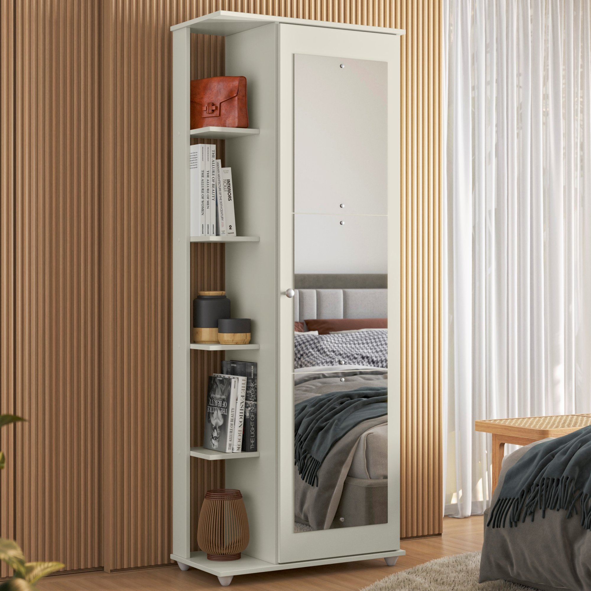 Sapateira com Espelho Nina 100% MDF | MadeiraMadeira