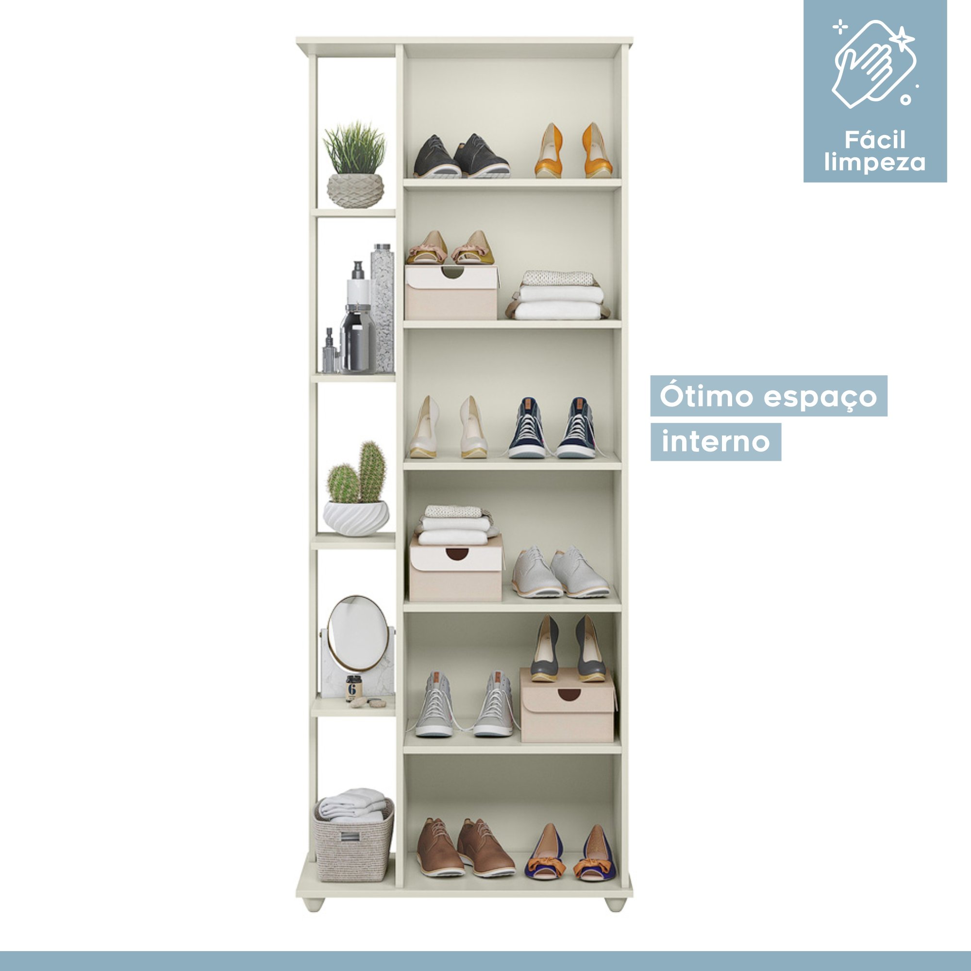 Sapateira com Espelho Nina 100% MDF | MadeiraMadeira