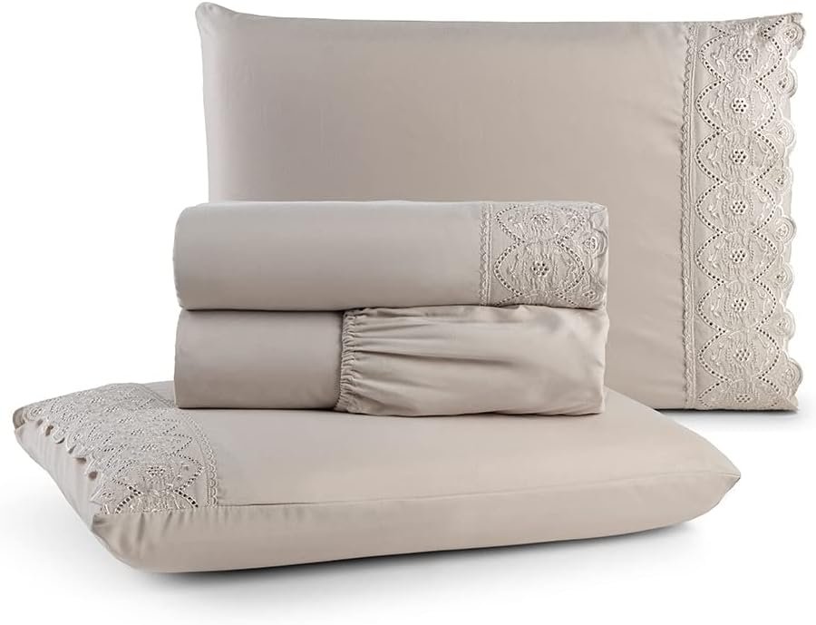 Jogo de Cama Bordado Exclusive Queen 4 Peças Textil Sul | MadeiraMadeira