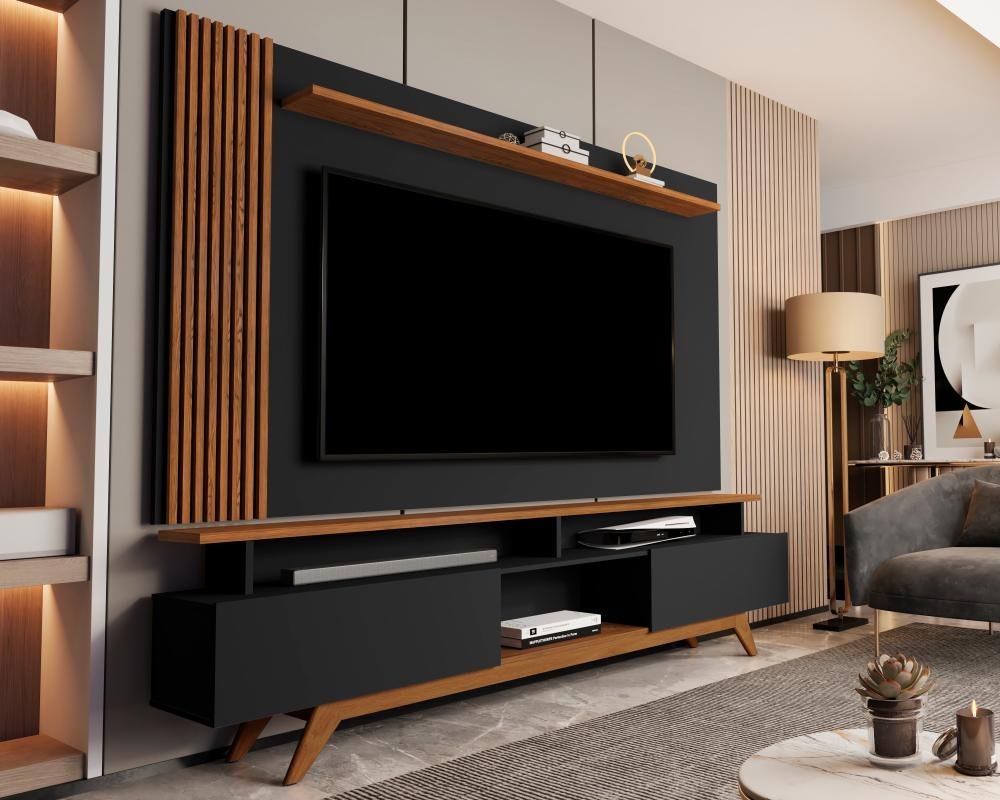 Rack com Painel Ripado para Tv até 70 Polegadas 2 Gavetas Grécia 180cm ...