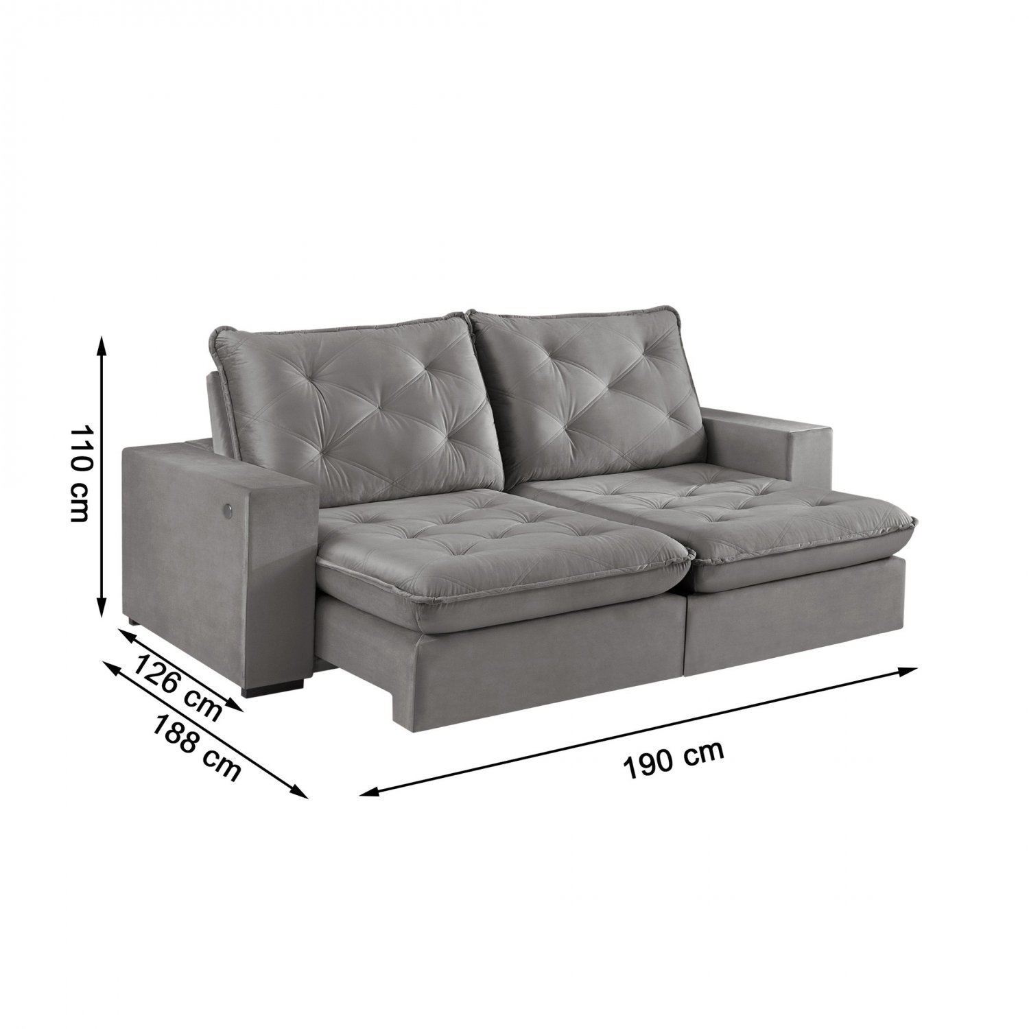 Sofá Retrátil 2 Lugares 190cm Solar Estofart | MadeiraMadeira