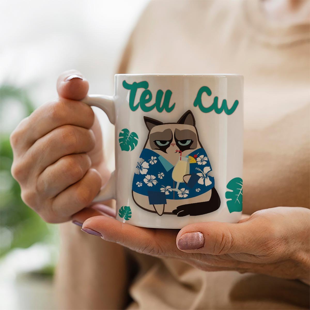 Caneca Teu Cu! Gato meme havaiano animado engraçado | MadeiraMadeira