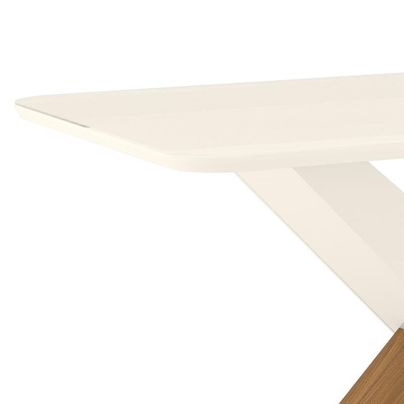 Mesa de Jantar Tiana Canto Arredondado com Vidro 160x90 Off White ...