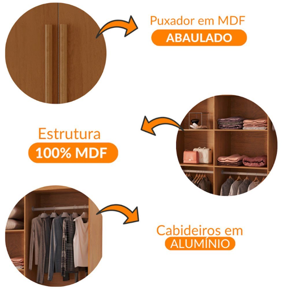 Guarda Roupa Casal Heros com 8 Portas e 4 Gavetas Moderna | MadeiraMadeira