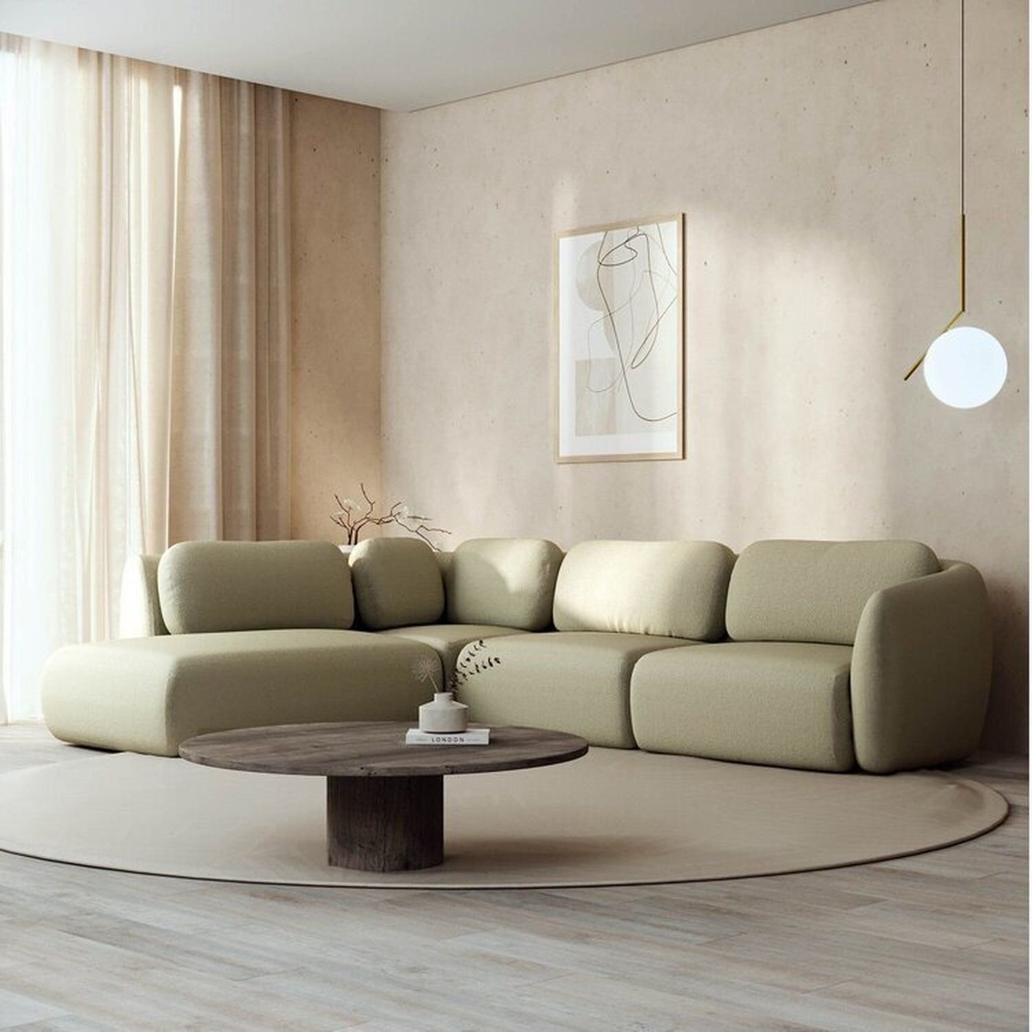 Sofá Modular 4 Lugares com Sumiê Orla 315cm Cabecasa MadeiraMadeira ...