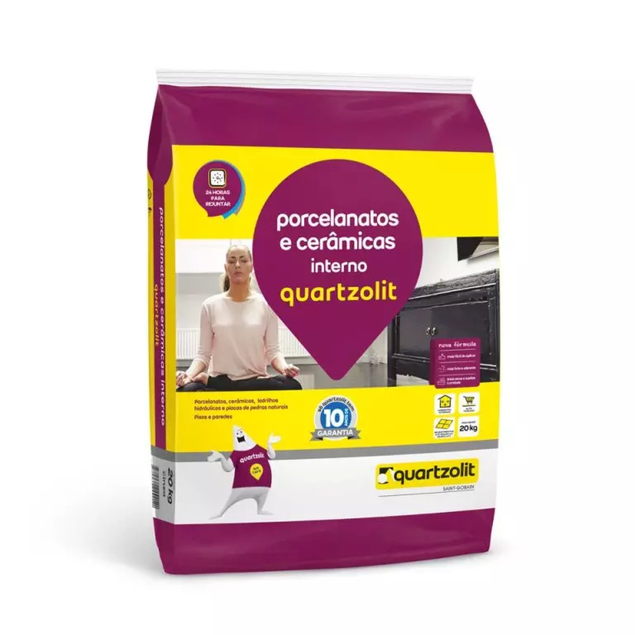Cimento Cola Porcelanato Interno Cinza Quartzolit 20kg | MadeiraMadeira