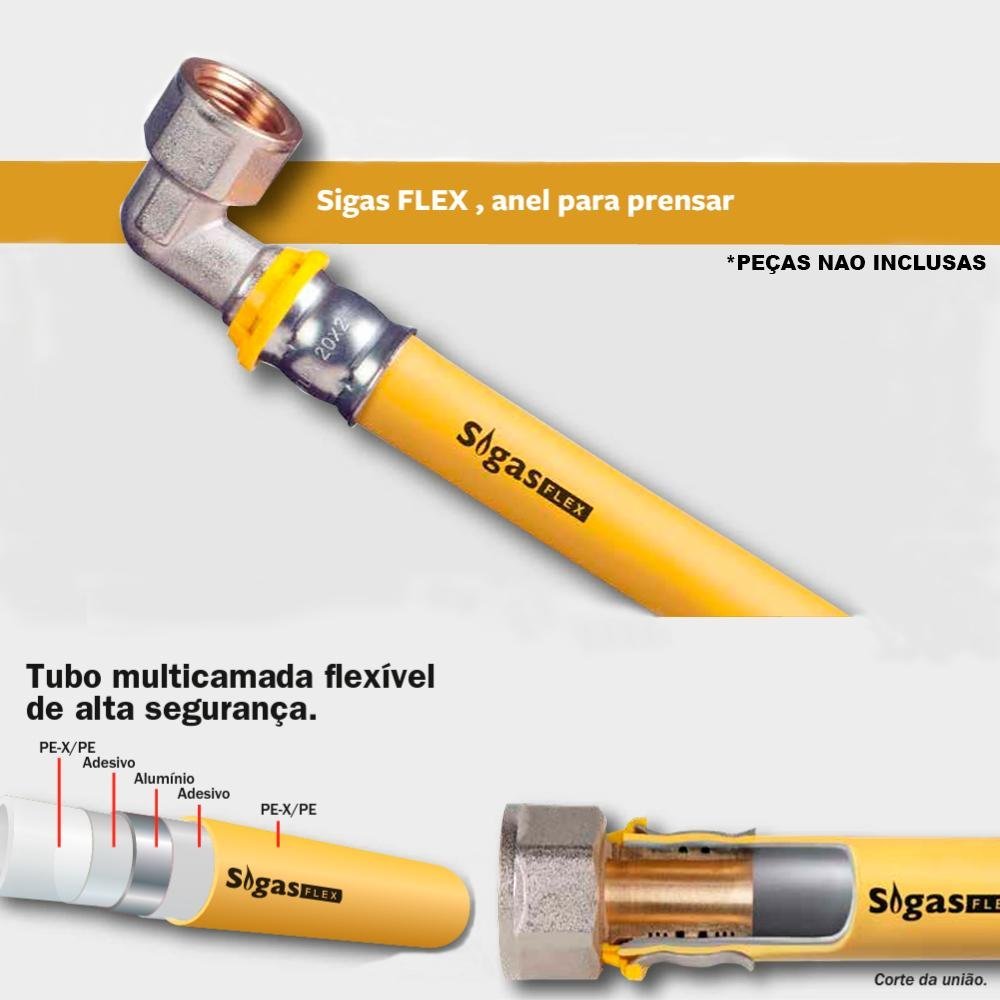 Tubo Pex Flex Amarelo UV 20MM Rolo com 100M - Sigas | MadeiraMadeira