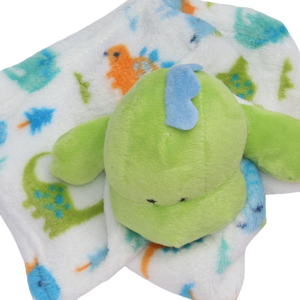 Kit Baby Manta e Naninha Dino Azul e Verde para Bebê | MadeiraMadeira