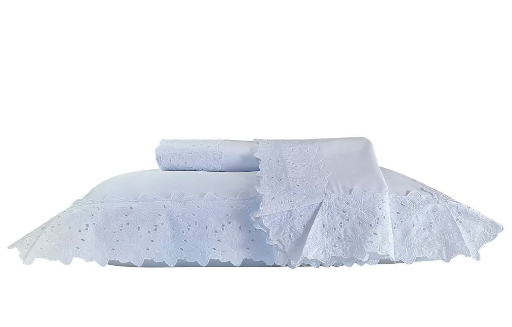 Jogo de Cama King Iris 300 Fios Branco Marken Fassi | MadeiraMadeira