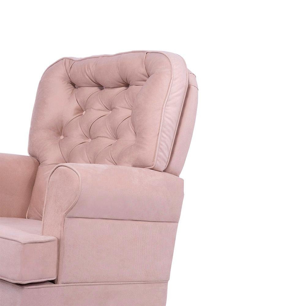 Poltrona e Puff Comfort com Balanço Veludo Bege Cia do Móvel ...