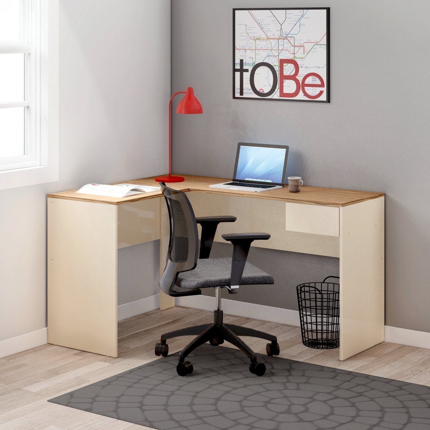 Escrivaninha em L 1 Gaveta Pegue Leve Casa D | MadeiraMadeira