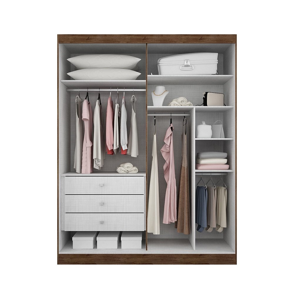 Roupeiro Solteiro Virtus Plus 2 Portas Com 1 Espelho Canela/Fendi ...