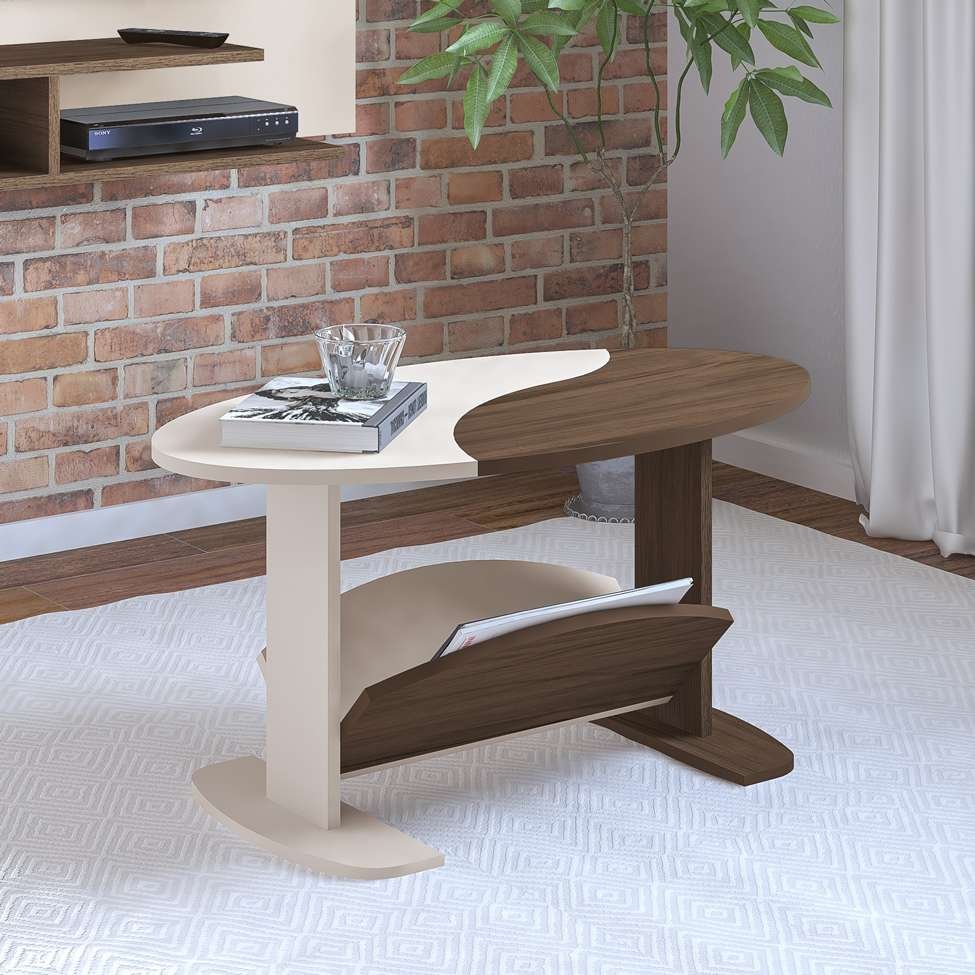 Mesa de Centro Yin Yang Oval Amêndoa/off White Spazio Móveis ...