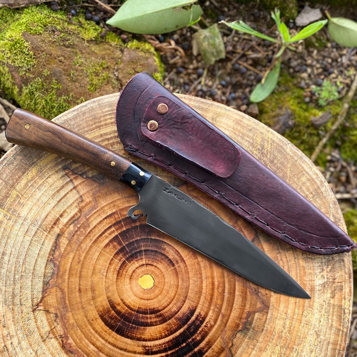 Faca Chef Artesanal 6 Aco Carbono 5160 Fosfatizada com Cabo de Madeira ...