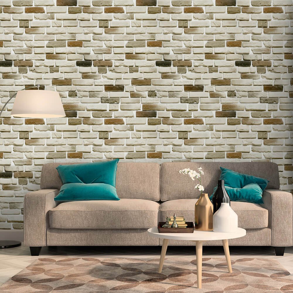 Papel de Parede Tijolo 7 Arte Destaque 3,50 Metros | MadeiraMadeira
