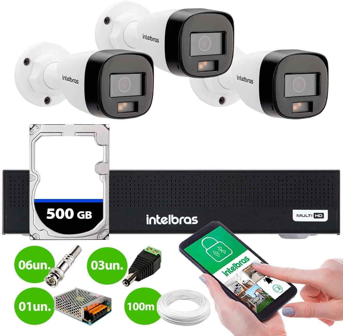 Kit 3 Câmeras Intelbras Vhd 1220 B G7 Full Color Dvr Intelbras ...