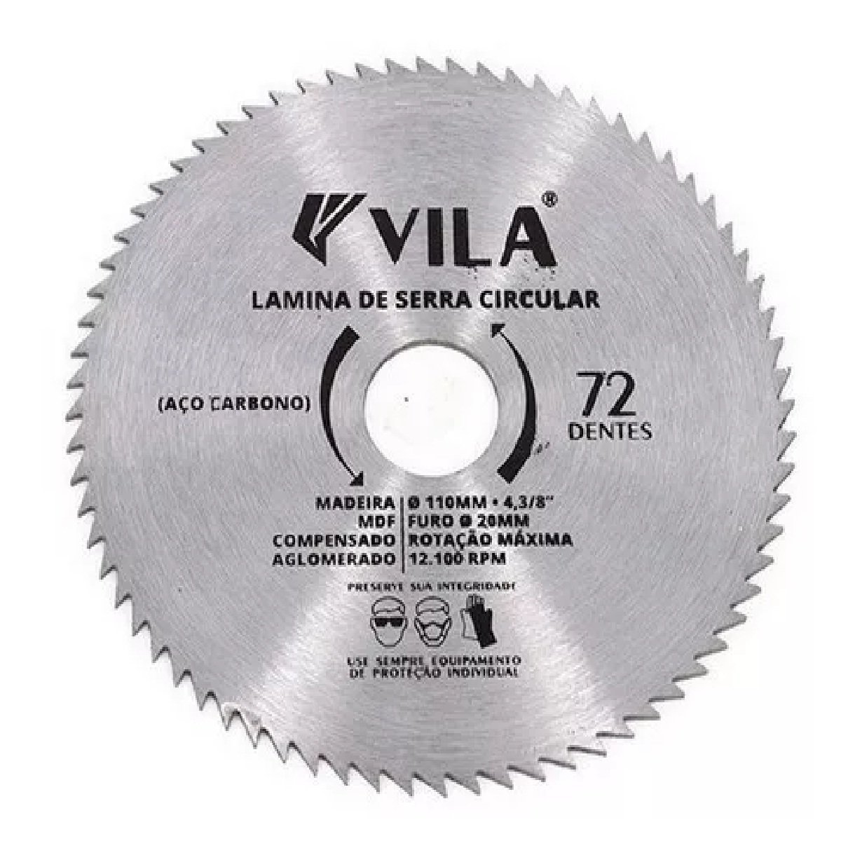 Disco de Serra Circular 110x20mm C/ 72 Dentes - Vila | MadeiraMadeira