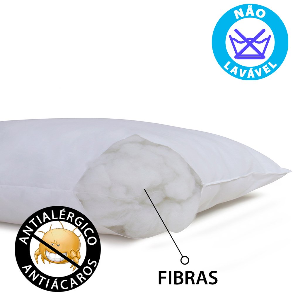 Kit 7 Travesseiro Fibra Siliconada Antialérgico 45x65cm Bf Colchões | MadeiraMadeira