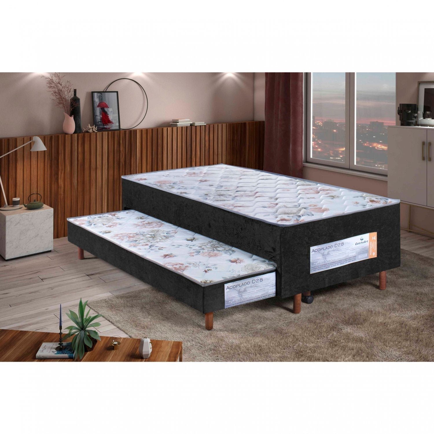 Bicama Box Solteiro D-28 com Box Auxiliar 188x88x52cm Colchoarte ...