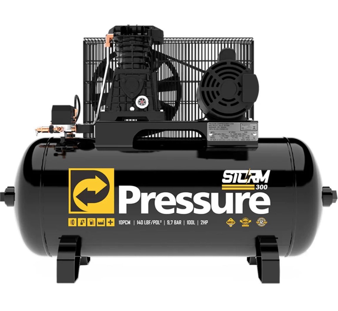 Compressor Ar Pressure STORM 300 10 PCM 140psi 100 litros 2Hp ...
