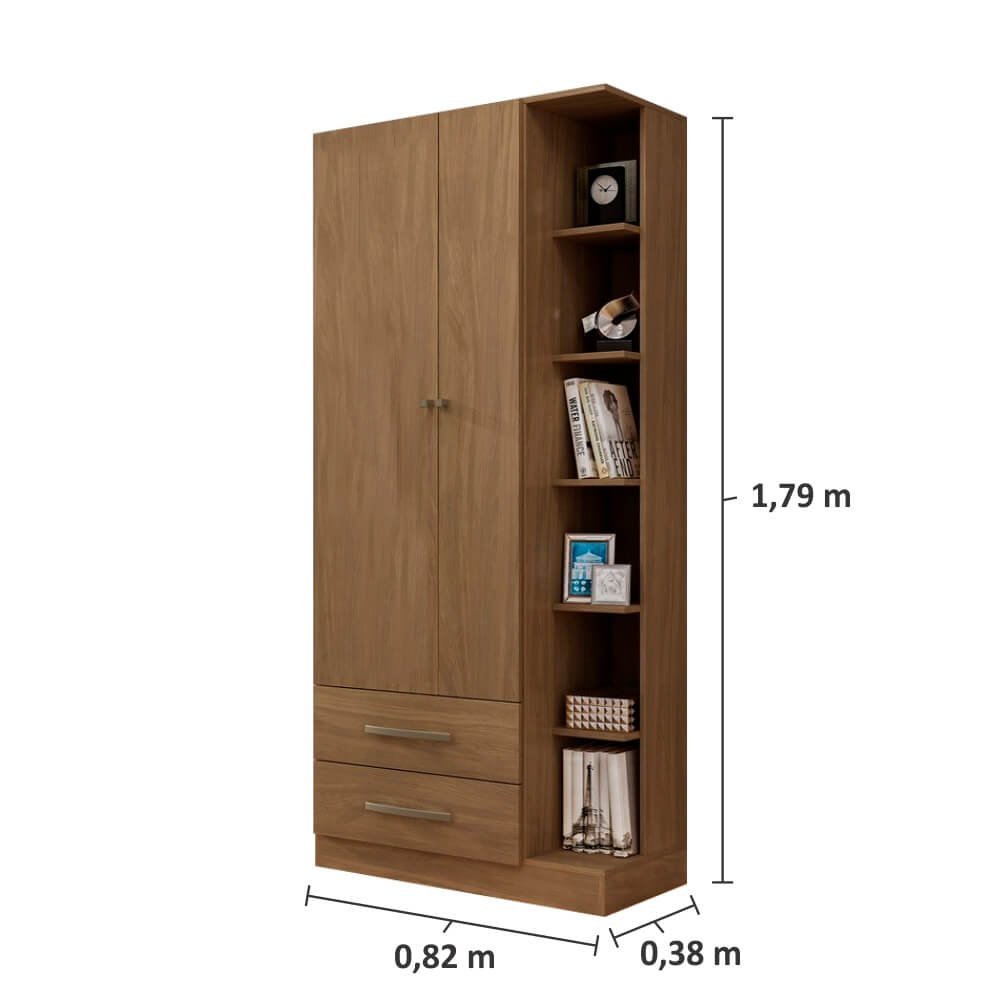 Guarda Roupa Multiuso com 2 Portas e Prateleiras Externas Moju Mapi ...