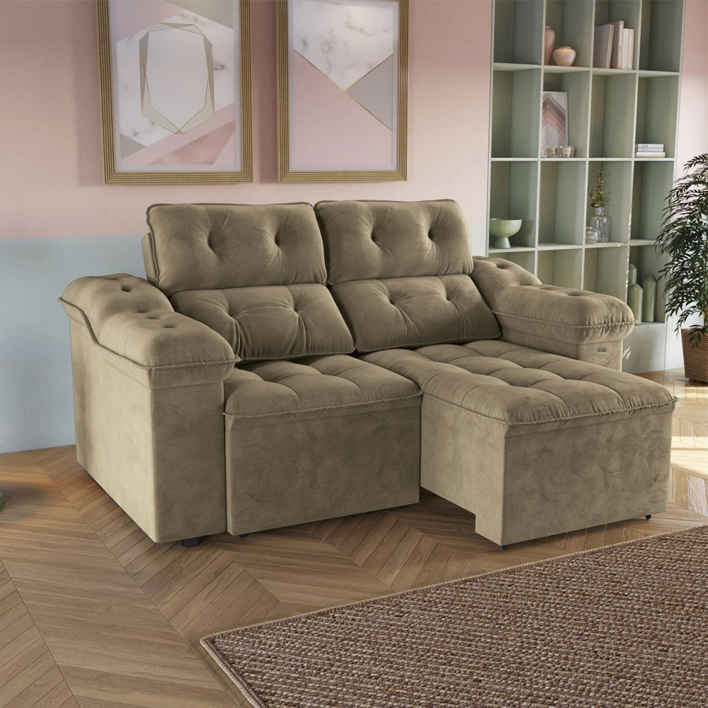 Sofá Sierra 230cm com Molas Ensacadas Retrátil e Reclinável Kappesberg ...