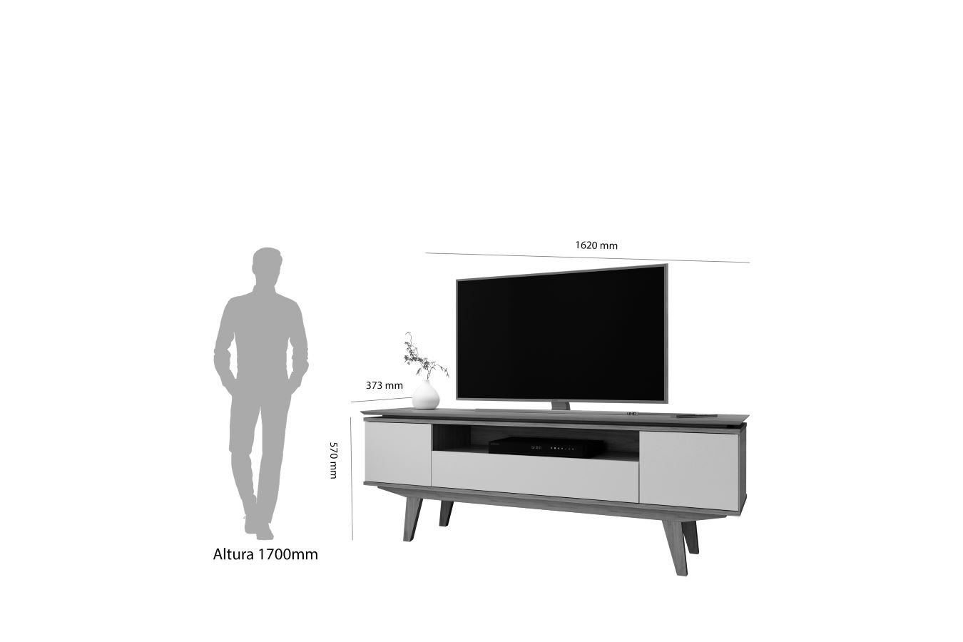 RACK IRIS 160 COM NICHO EM VIDRO PARA TV ATÉ 75” - PRETO | MadeiraMadeira