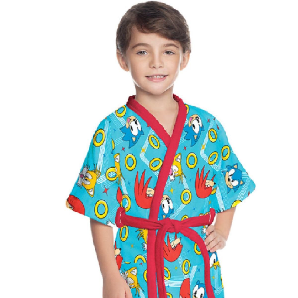 Roupão Infantil Aveludado P - Sonic 73129 | MadeiraMadeira