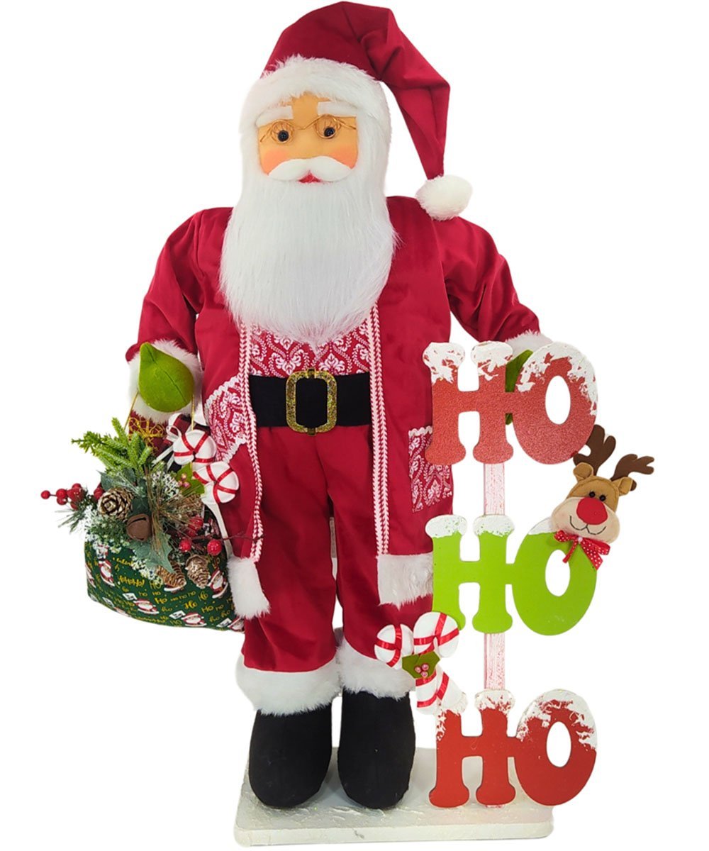 Boneco Natalino Papai Noel Saco com Presentes Ho Ho Ho 90cm ...